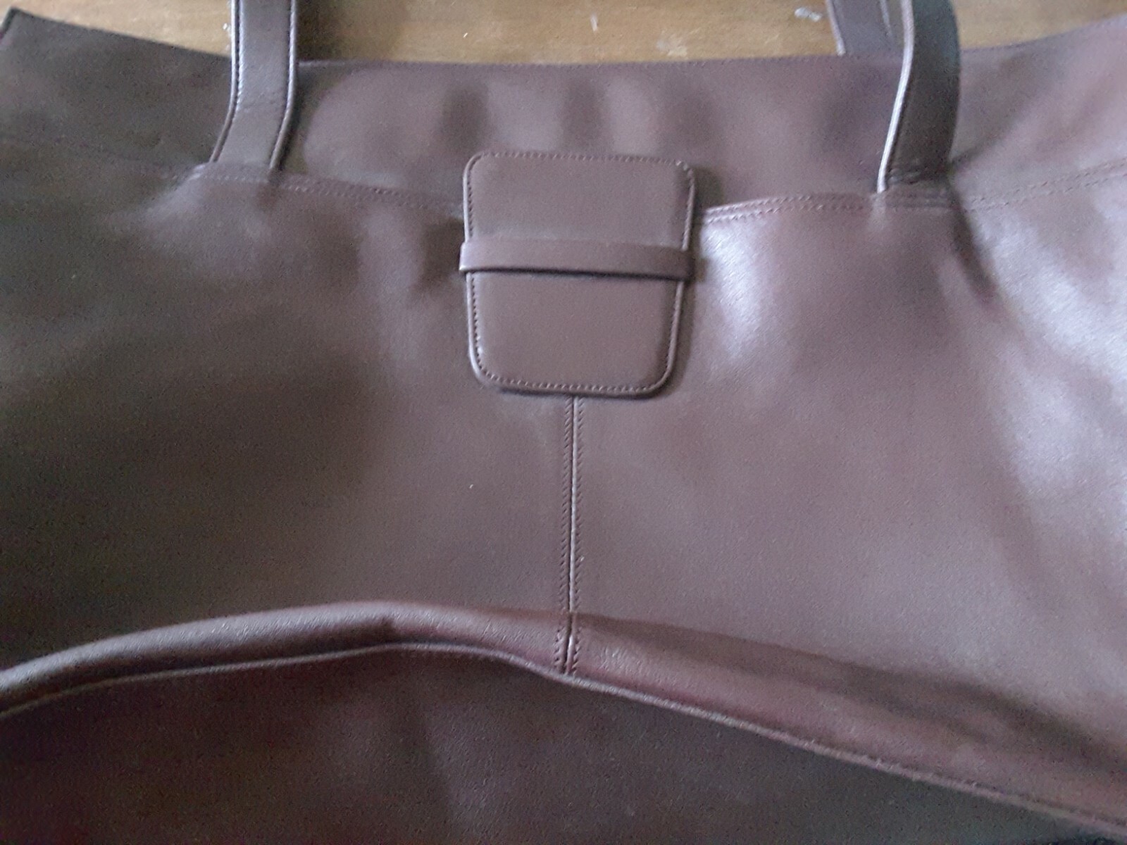 Lisa Loren Brown Leather Tote Bag , 2 outside pockets… - Gem