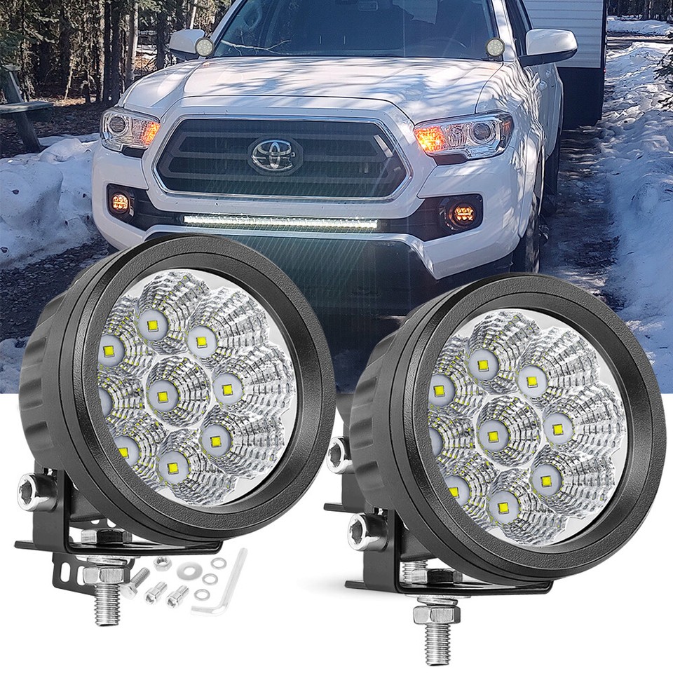 2x 4" 90W LED Round Off Road Driving Spot Lights Pods Work Fog Lamp ATV ...