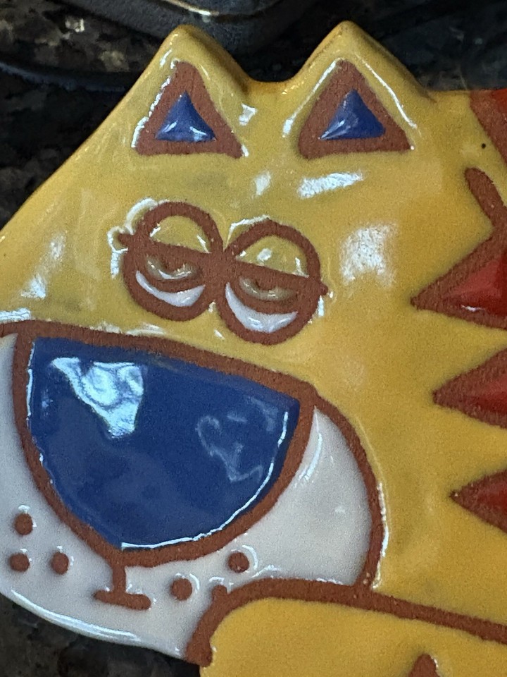 NWT Cat Spoon rest terra cotta red & yellow 5.5"W Showkitty Pottery | eBay