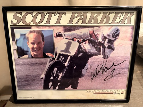 Harley Davidson Racing Scott Parker Autographed Picture Display Framed ...