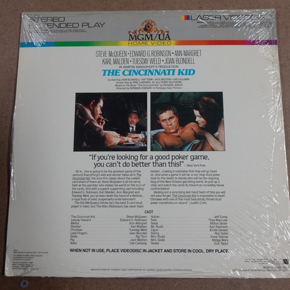 NEW SEALED The Cincinnati Kid Laserdisc Ld Movie | eBay