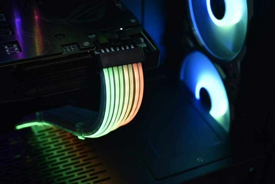 NEW LIAN-LI PW8-V2 Strimer RGB 8-pin Power GPU Extension Cable 30cm 108 ...