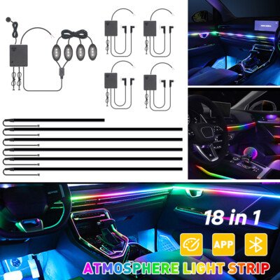 RGB Car Atmosphere Interior LED Acrylic Guide Fiber Optic Ambient Light ...