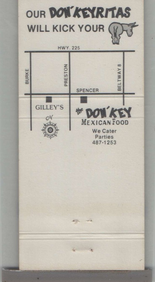 Matchbox Cover - Donkey / Burro - The Don'Key Mexican Restaurant | eBay