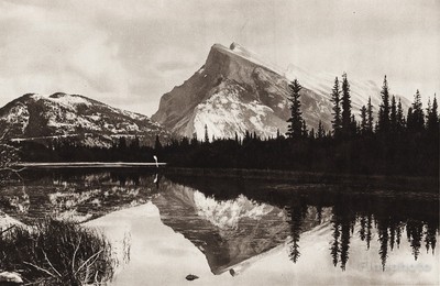 1925 Vintage CANADA Banff Alberta Mount Rundle Tunnel Mountain Lake ...