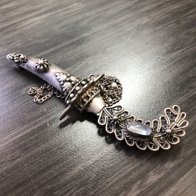 Sterling & Moonstone Dagger Brooch - 4” - Vtg/antique Sterling Dagger ...