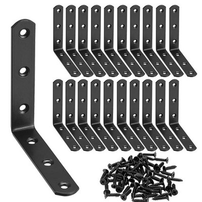 20PCS Black L Brackets 3.1"x3.1" Heavy Duty Corner Brace Right Angle ...