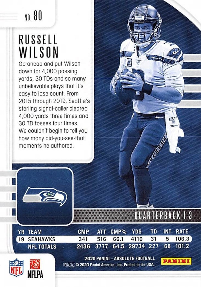 2020 Absolute #80 Russell Wilson p2s-24011 | eBay