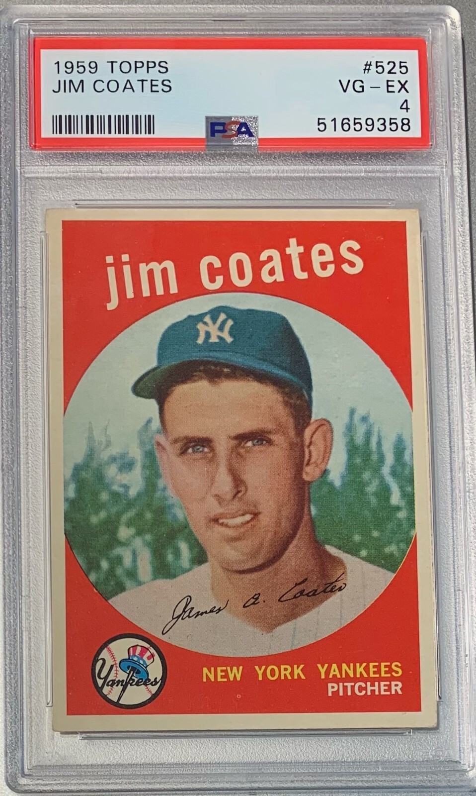1959 Topps Baseball #525 Jim Coates PSA 4 Perfectly Centered | eBay