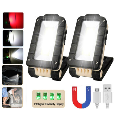 USB LED Work Light COB Inspection Lamp Magnetic Torch Rechargeable Work ...