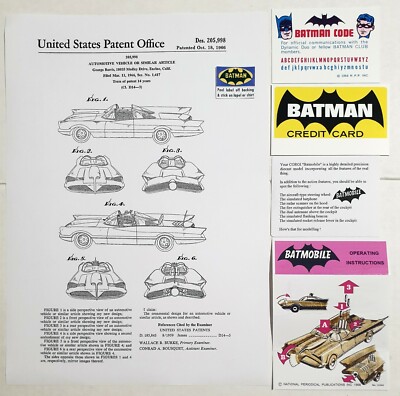 Repro Batman CORGI 267 Operating Instructions / Batmobile Patent ...
