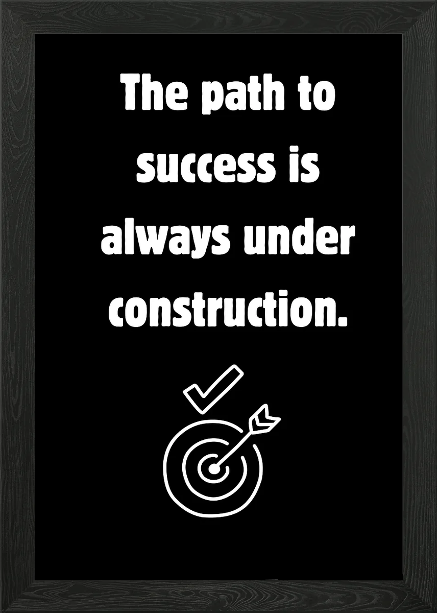 Success Path Under Construction Framed Wall Art Poster Canvas Print ...