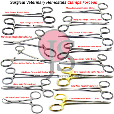 Veterinary Surgery Surgical Clamps Grasp Blood Vessels Tissue Hemostats ...