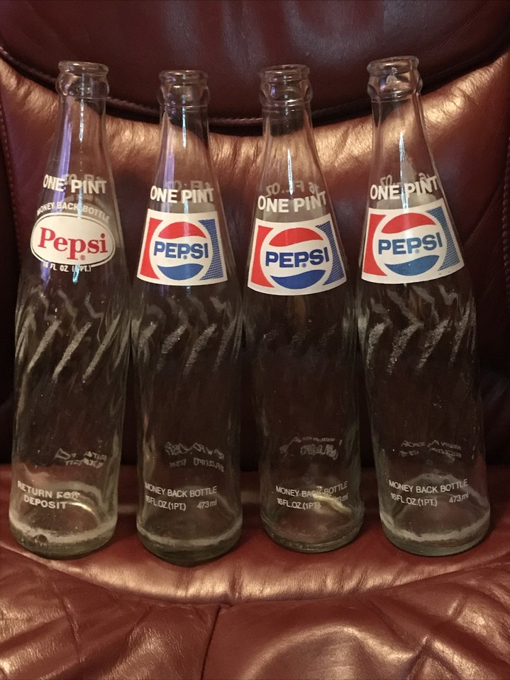 Vintage 60s 70s 80s Pepsi Pepsi Cola Glass Soda Bottles 16oz One Pint ...