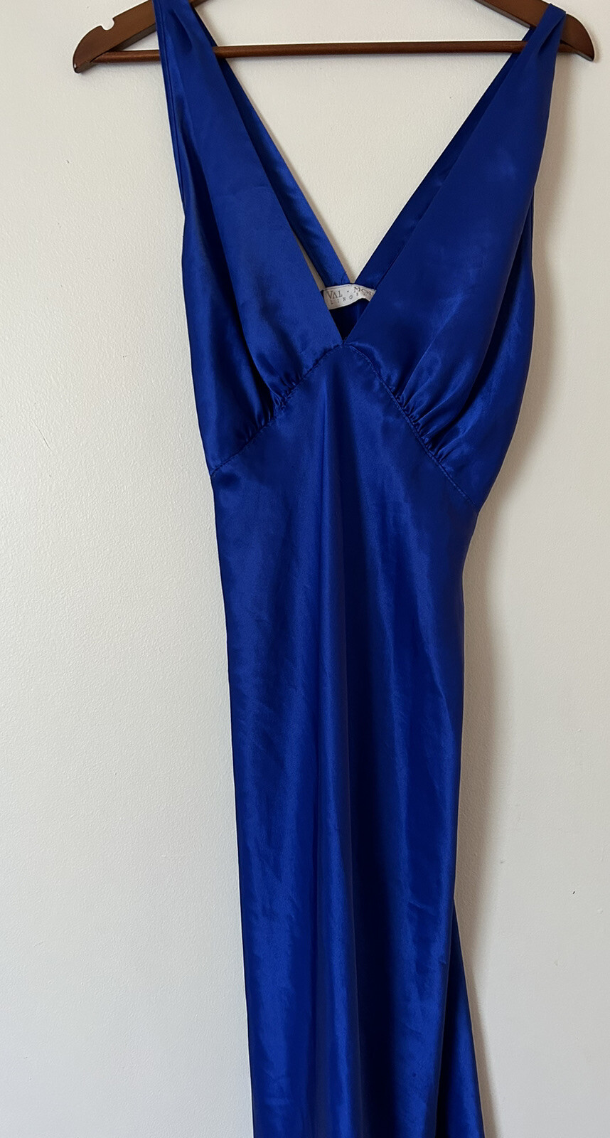 Val Mode Vintage Lingerie Satin Blue Nightgown Size M… - Gem