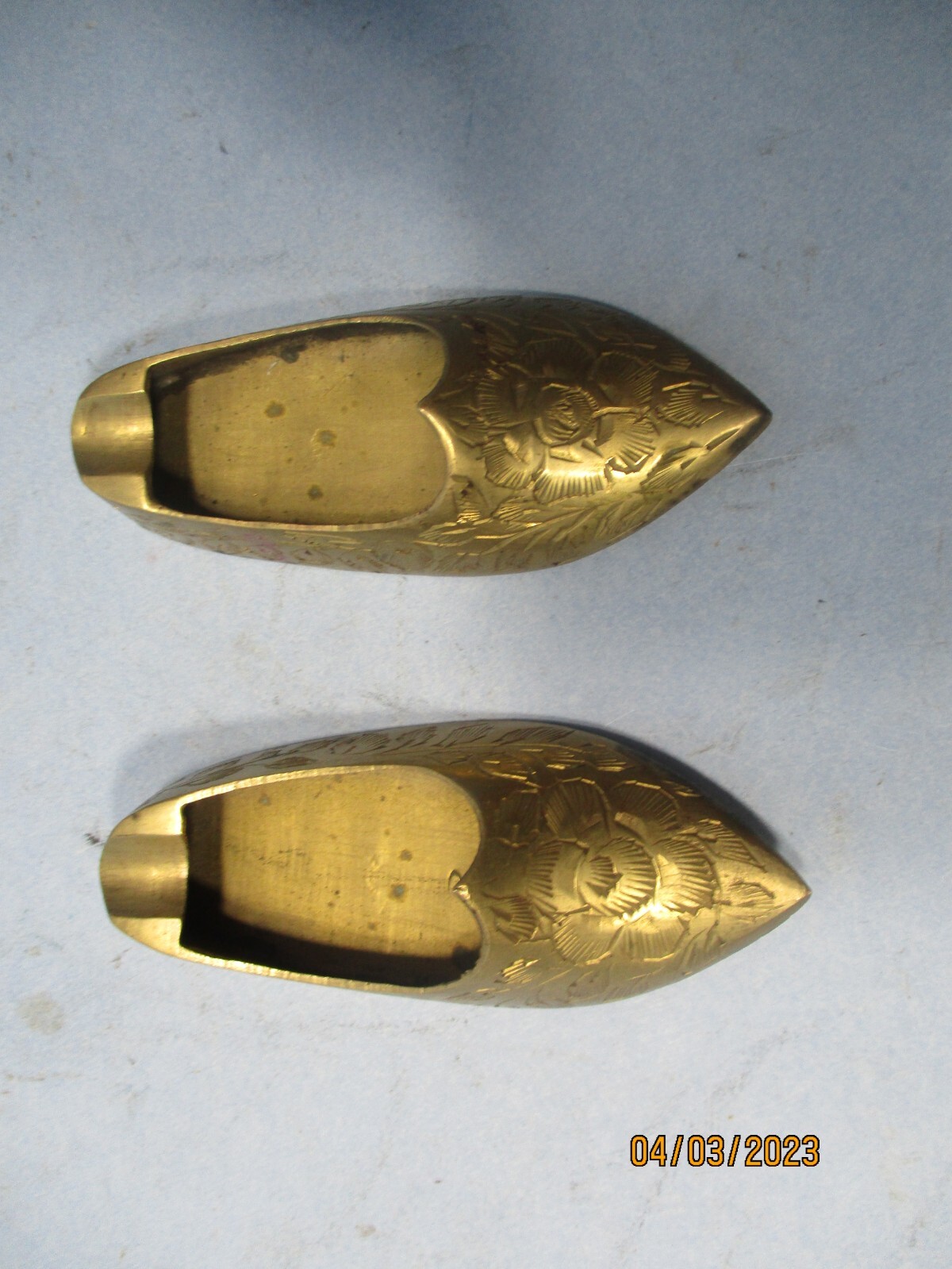(2 Brass Pocket Ash Tray Shoe Ashtray 3 1/2”LONG Smoking Slipper MADE ...