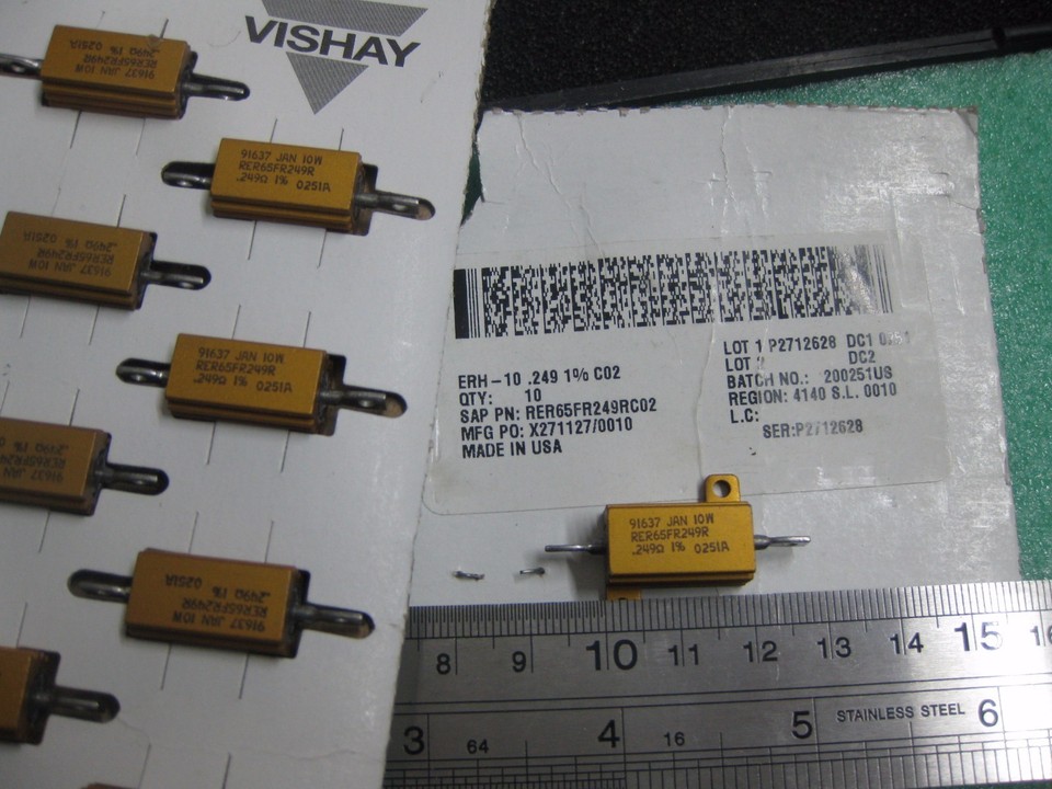 1X RER65FR249R 0.249R 1% 10W ±100ppm/°C Wirewound Resistors 0.249 Ohms ...