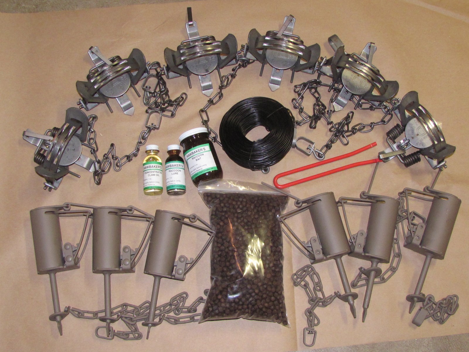 Raccoon Trapping Package duke 6-#11/2 DJ coil spring & 6 duke DP kit ...