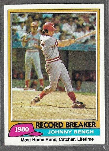 1981 Topps - Record Breaker - Johnny Bench #201 - Cincinnati Reds | eBay