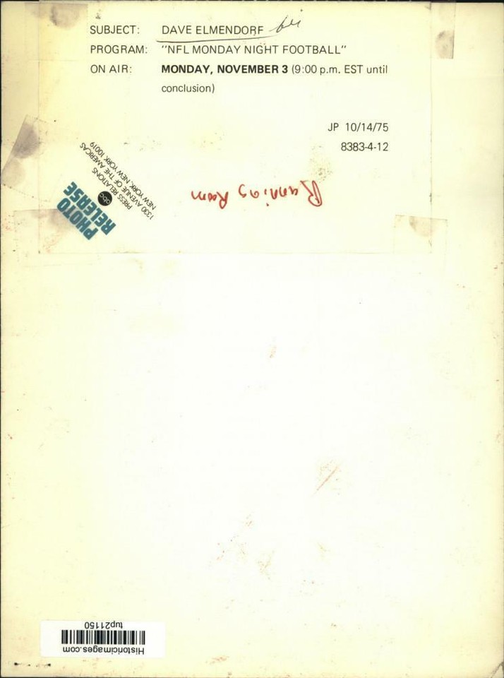 1975 Press Photo Dave Elmendorf during "NFL Monday Night Football" game ...