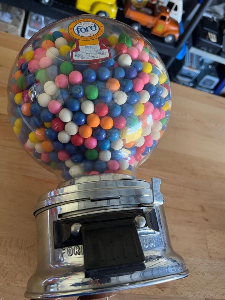 Vintage Ford Gumball Stainless Steel Machine Ten Cent Vending Machine ...