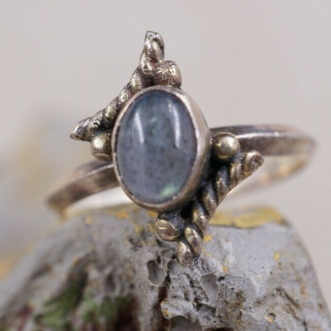Vintage Native American Sterling Silver Moonstone Cabochon Ring Sz 6.5 ...