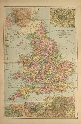 1898 ANTIQUE MAP ENGLAND & WALES LIVERPOOL LONDON BIRMINGHAM BRISTOL ...