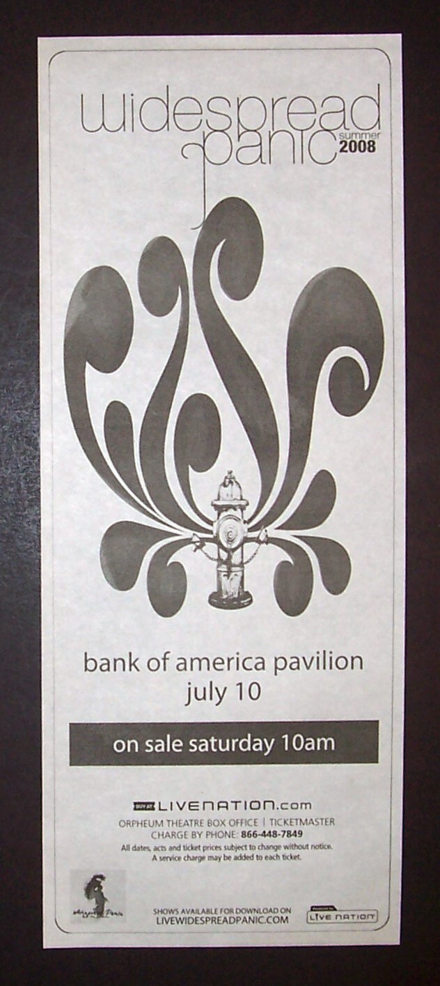 Widespread Panic Free Somehow Tour Boston Concert 2008 Poster Type Ad ...