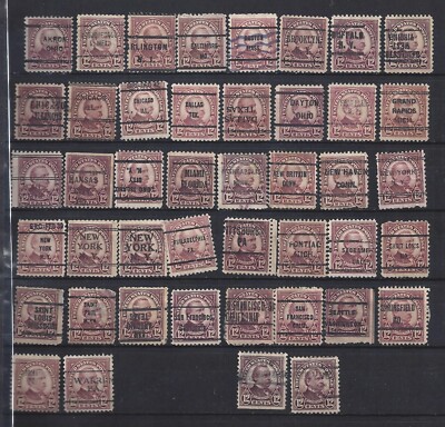 44 1920's-30's Pre-cancel stamps 12 cent G. Cleveland unchecked for ...