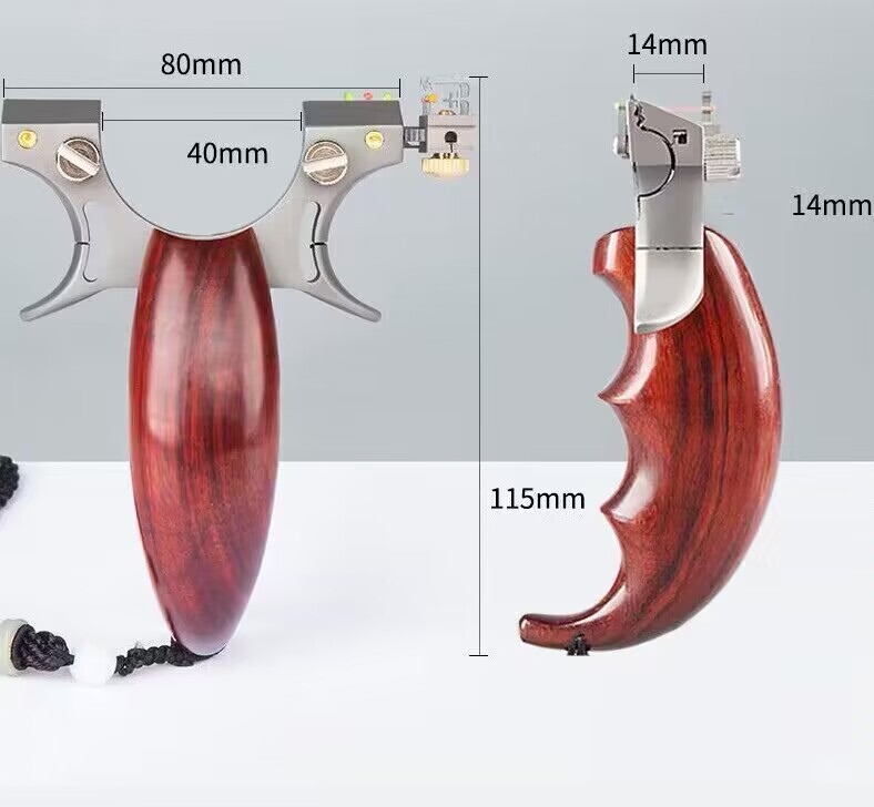 Titanium Alloy Slingshot Redwood Handle Hunting Flat Rubber Band ...