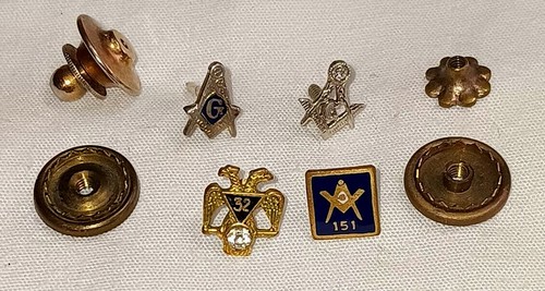 Antique Masonic Pin Lot 32 Degree Mason Lodges Freemason Lapel Pins Tie ...