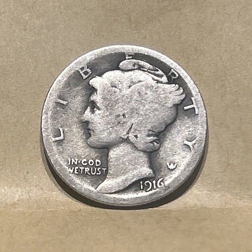 1916 XCLNT FIRST YEAR OF SERIES EARLY 90% SILVER MERCURY LIBERTY DIME ...