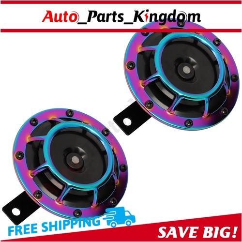 115dB 2 Purple Compact Disc Electric Horn For Car Van Truck Boat Yacht ...