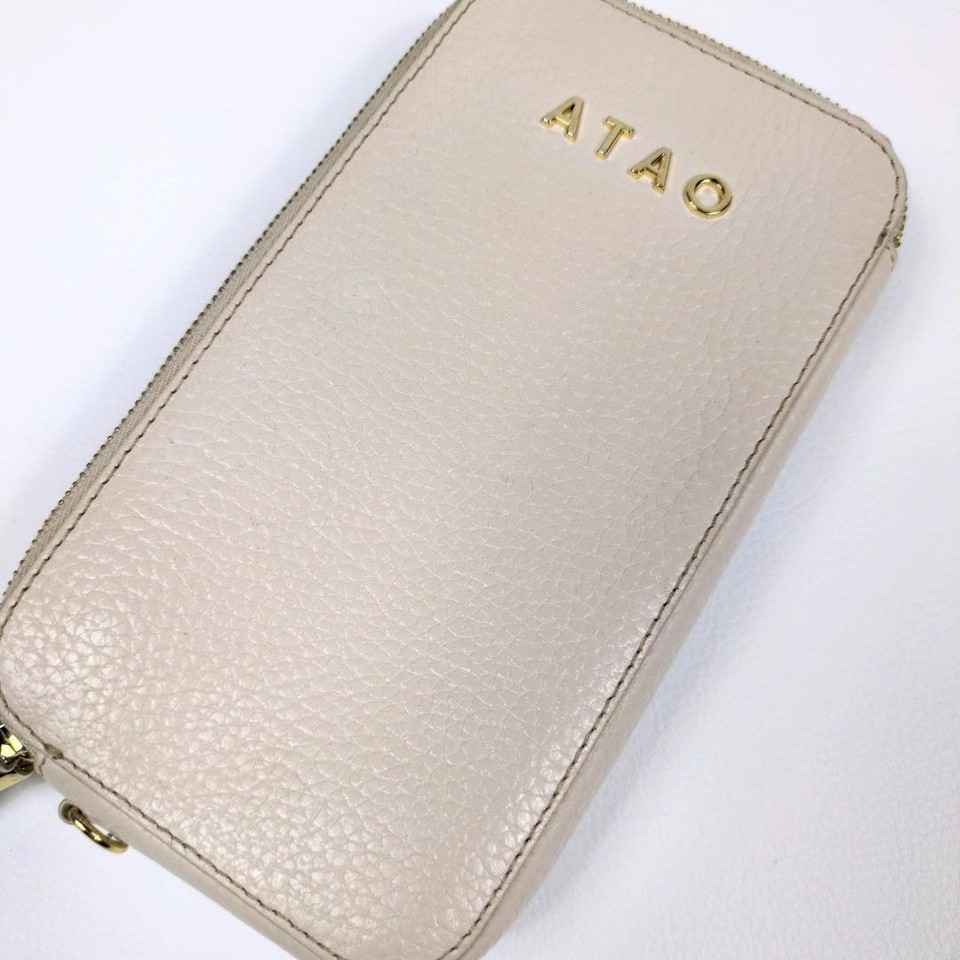 ATAO Amulet Kelly Beige Leather Shoulder Bag with Gold Logo | eBay