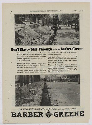 1929 Barber Greene Ad: Vertical Boom + Ditcher - Aurora, Illinois | eBay