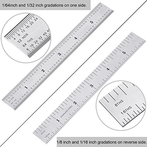2Pack 6" Stainless Steel Machinist Ruler for School Office Architect ...