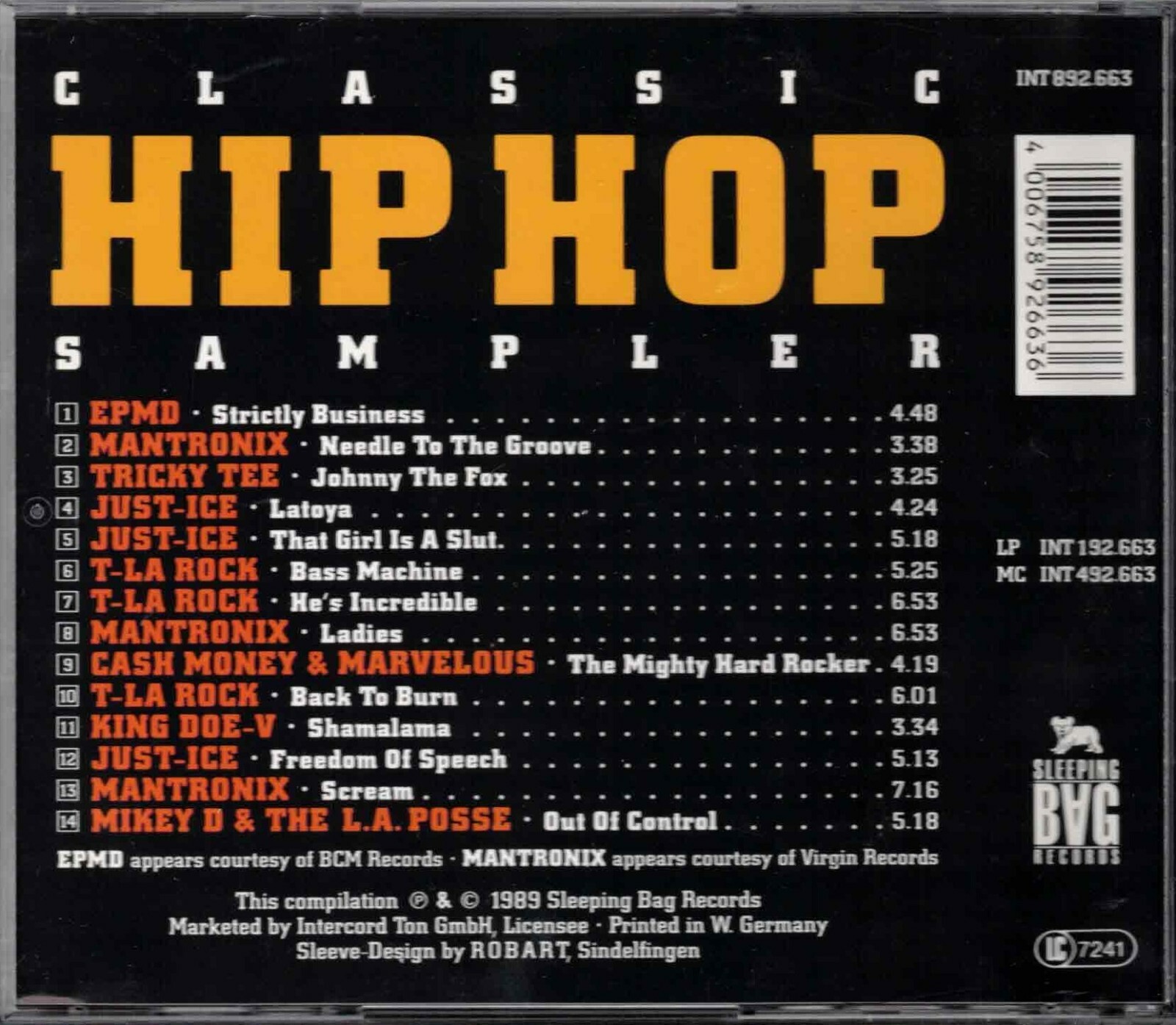 VARIOUS ARTISTS - Classic hip hop - sampler CDA 1989 - GERMANY Electro ...