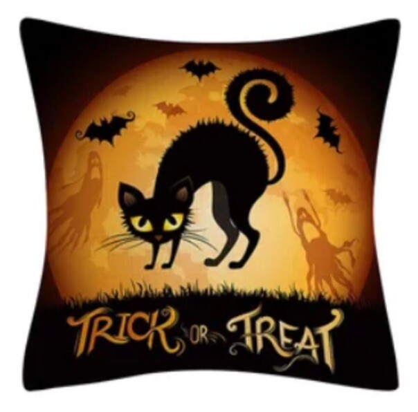 Black Cat Ghost Bats Spooky Halloween Fall Throw Pillow Cover Fall Home ...