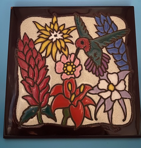 Purple Masterworks Handcrafted Ceramic Art Tile Trivet/Coaster, 6x6 ...