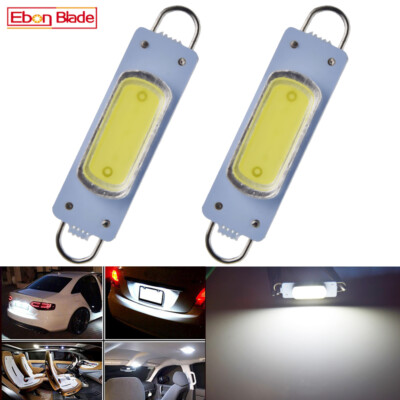 2 x White 44mm COB Rigid Loop Festoon LED Light Car Interior Bulb 561 ...
