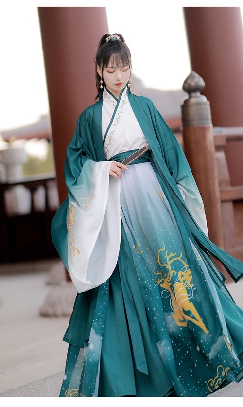 Gradient Green Hanfu Men Women Chinese Traditional Stage Carnival Cos ...