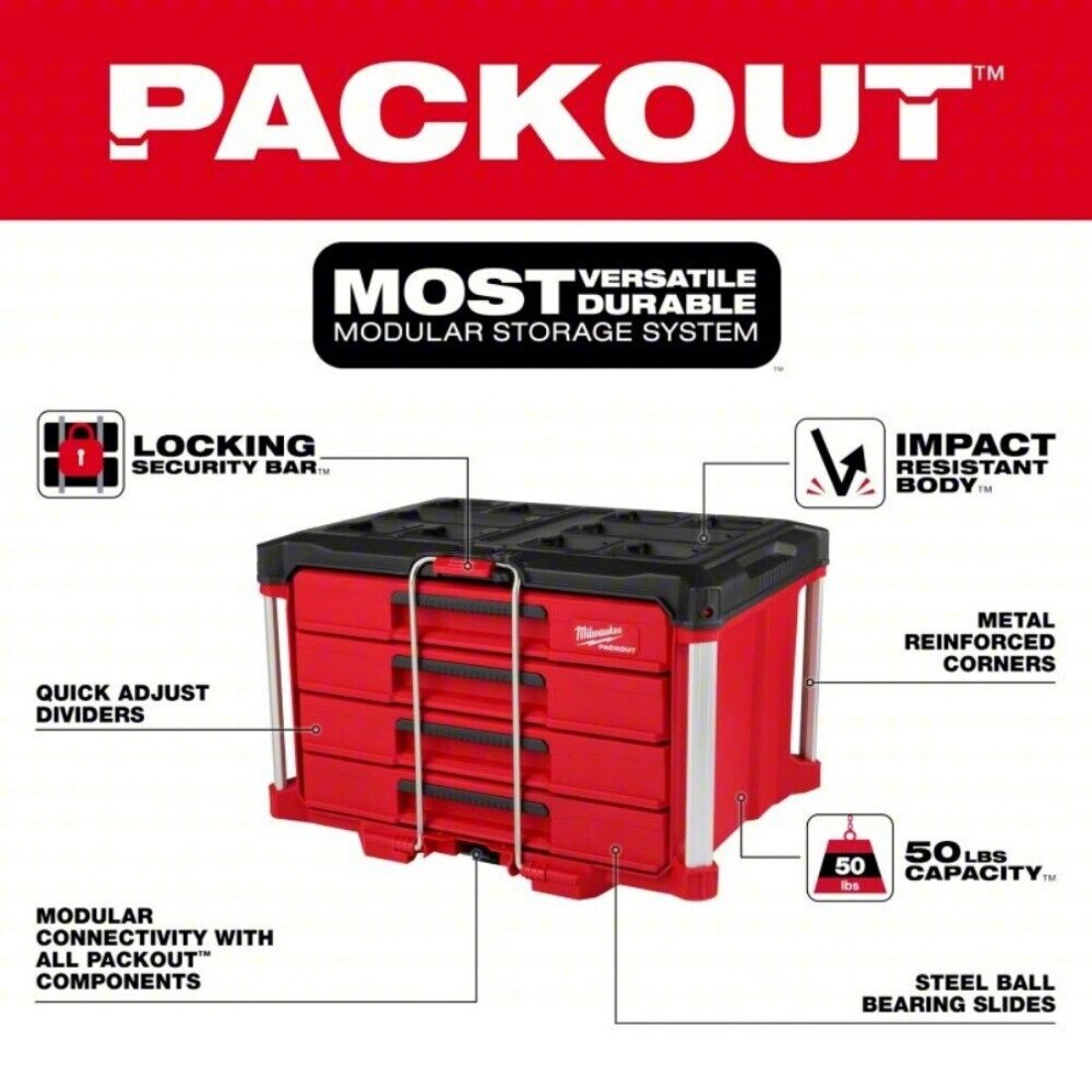 PACKOUT Tool Box 22 1/4 in Wd, 16 1/4 in Dp, 14 1/4 in Ht, Padlockable ...