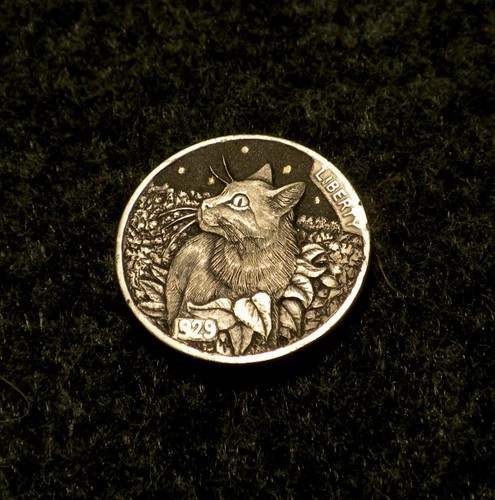 Original Hobo Nickel Cat Kitten "Fireflies" Coin by Howard Thomas | eBay
