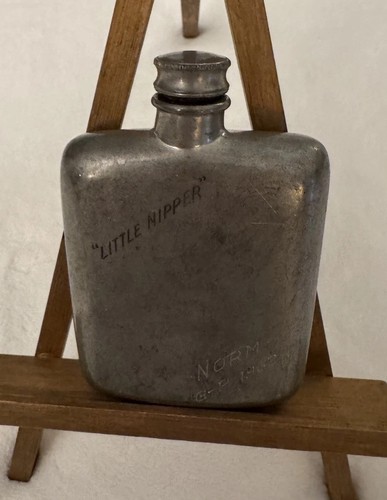 Antique Pewter Flask Little Nipper 2 oz Hip Flask Vintage made in ...