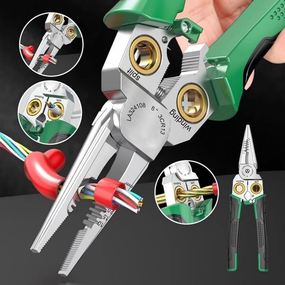 8-In-1 Wire Stripper Twister Set - Includes Cable Scissors Voltage ...