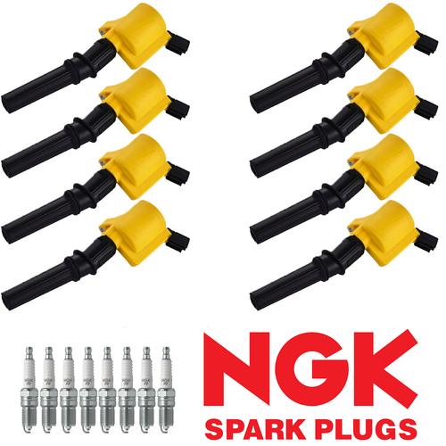 8 Heavy Duty Ignition Coil & NGK Spark Plug for Ford Mustang F150 4.6L ...