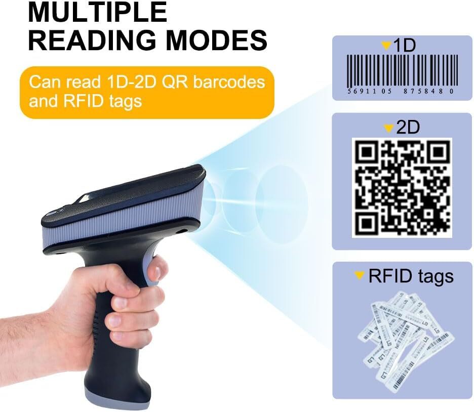 SR290 UHF RFID Reader 2.4G Bluetooth 2D Handheld Barcode Scanner Bar ...