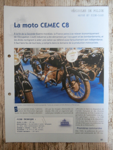 LA MOTO CEMEC C 8 / Fiche Moto | eBay