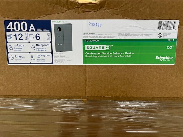 Square D 400 / 320 Amp Meter Combo Base / Socket CU12L400CB 12 Spaces 6 ...