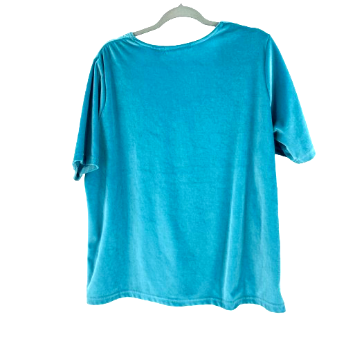 Vintage Velvet Tunic Top Shirt Women’s 1X Blue Bohemian Velour Blouse ...